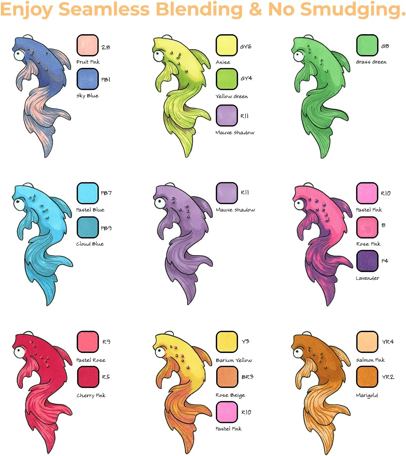 Ohuhu Honolulu B 320 Colors Dual Tips Alcohol Art Markers, Brush & Fin ...