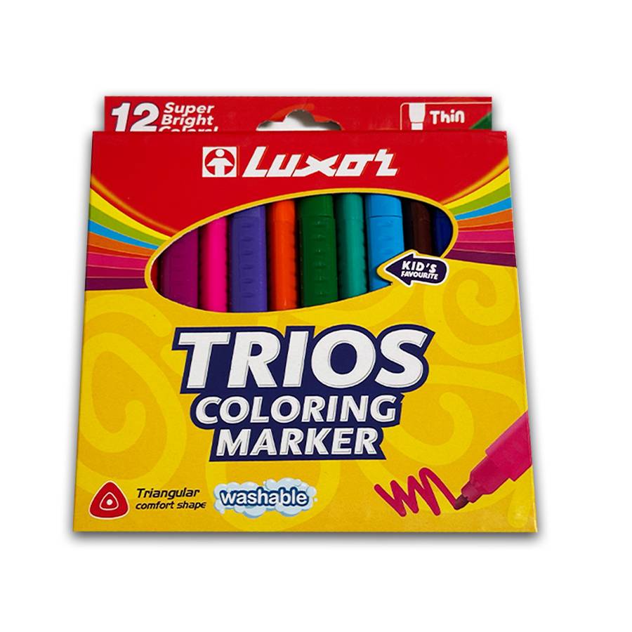 Luxor - Trios coloring marker -Assorted color-(12's Box)- 01500117 ...